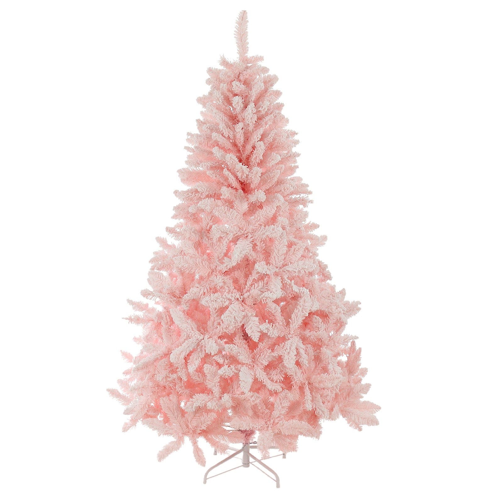 Mr Crimbo 6ft Pink Snowy Flocked Branch Unlit Christmas Tree PVC Tips ...
