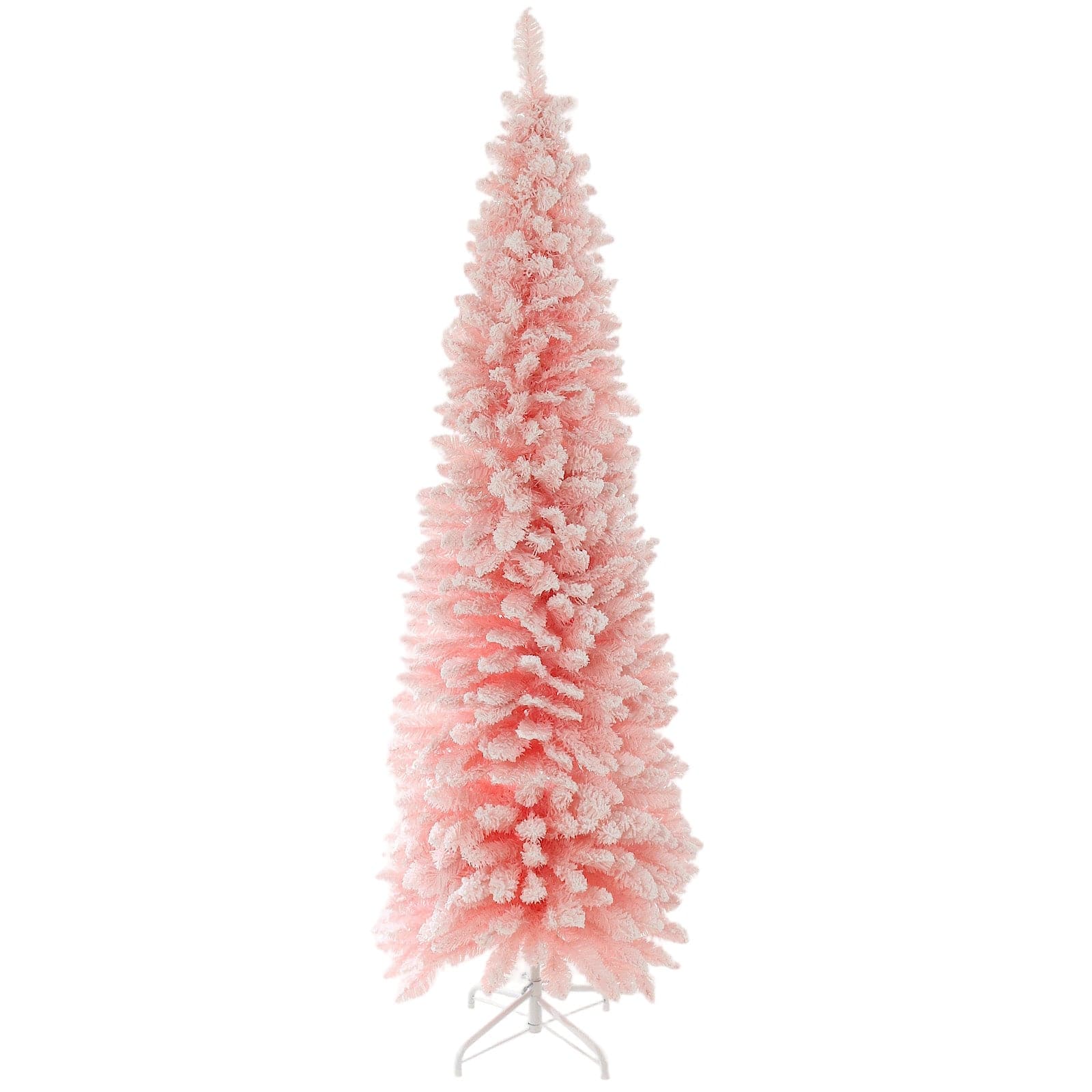 Mr Crimbo 6ft Slim Pink Snowy Flocked Chic Christmas Tree Artificial ...
