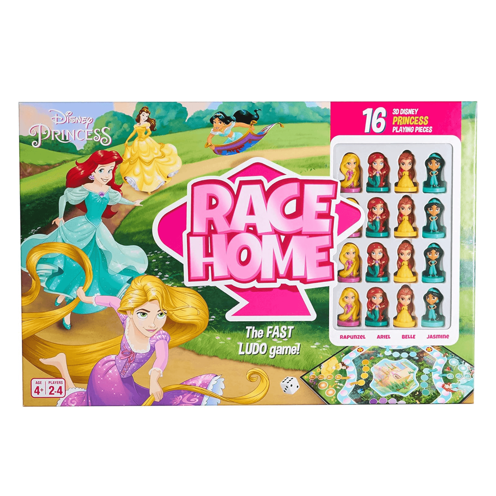 Disney Princess Race Home Ludo Board Game 16 3D Playing Pieces Age 4 ...