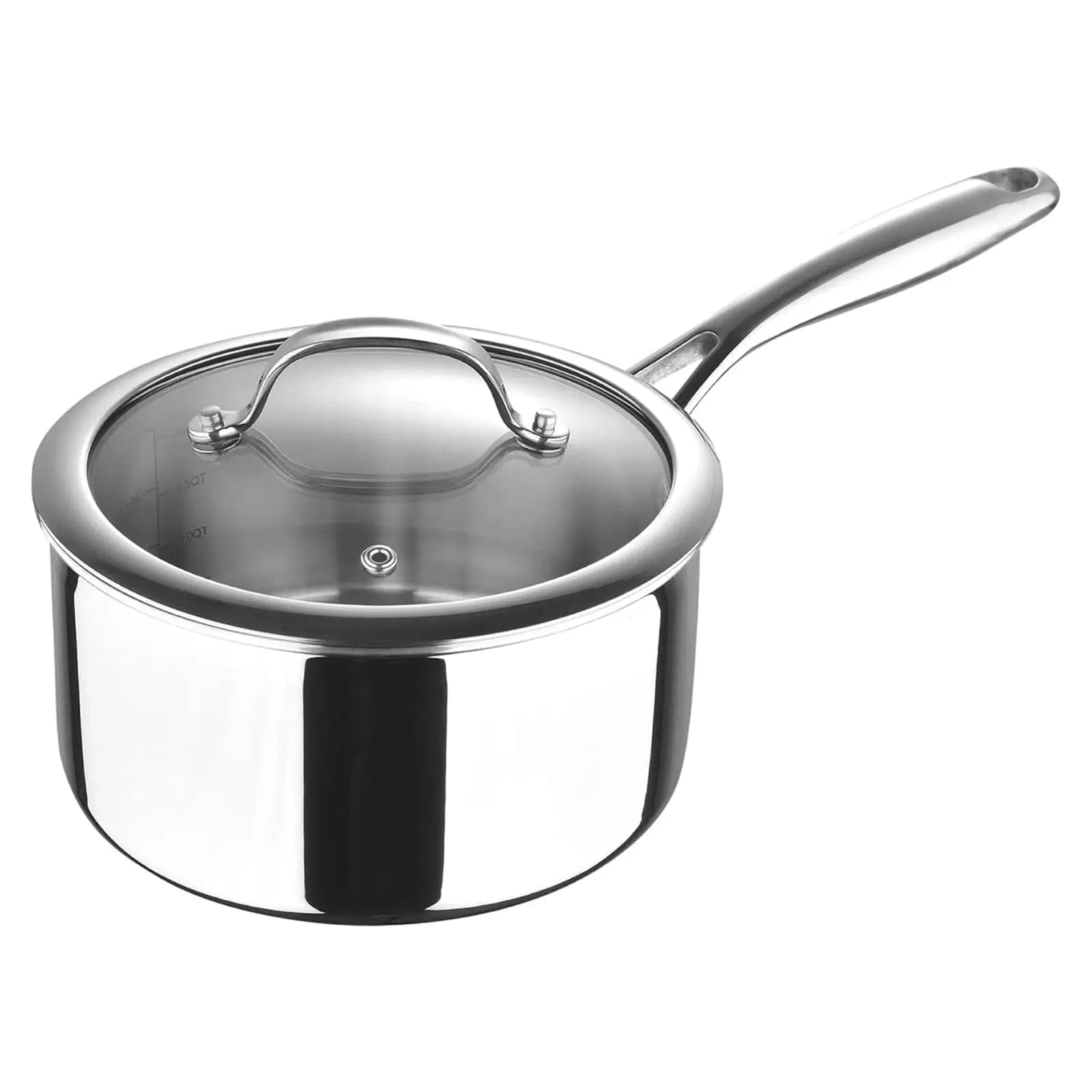 Buy MasterPro Saucepan With Glass Lid Stainless Steel 18cm | XS Stock ...