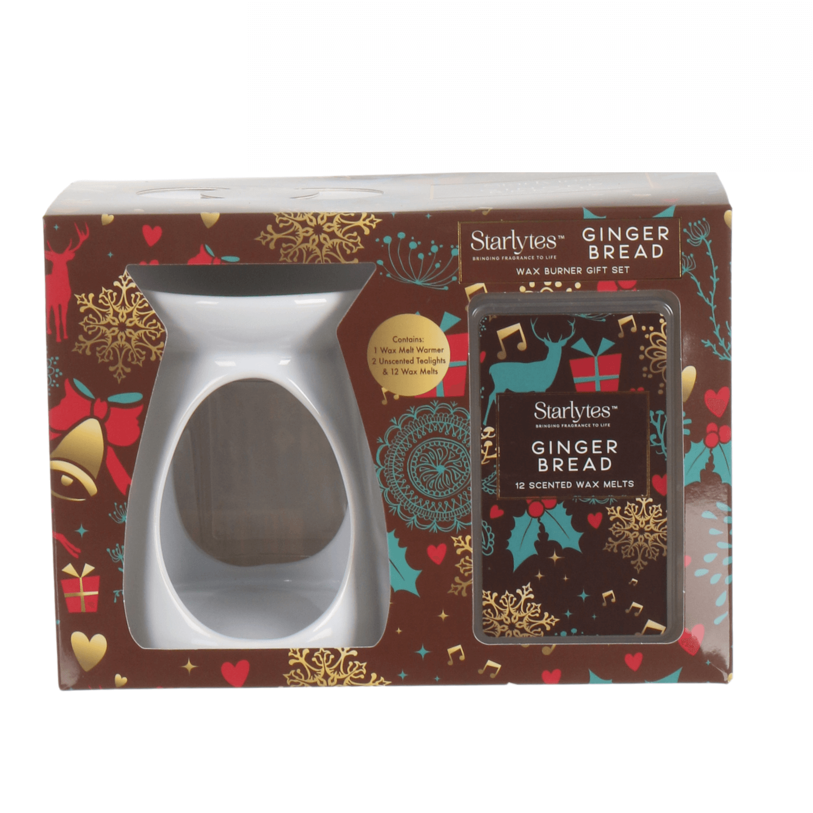 Starlytes White Wax Burner Christmas Gift Set 2 Tea Lights 12 Melts ...