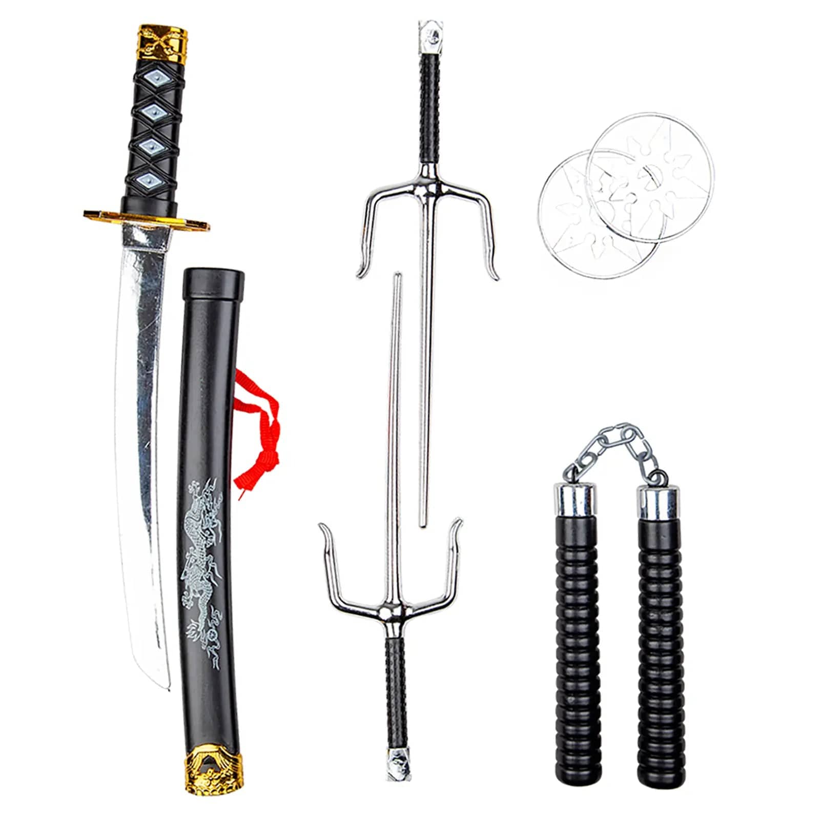 Buy Kids 7 Piece Ninja Weapons Set Sword Daggers Stars | XS Stock – XS ...