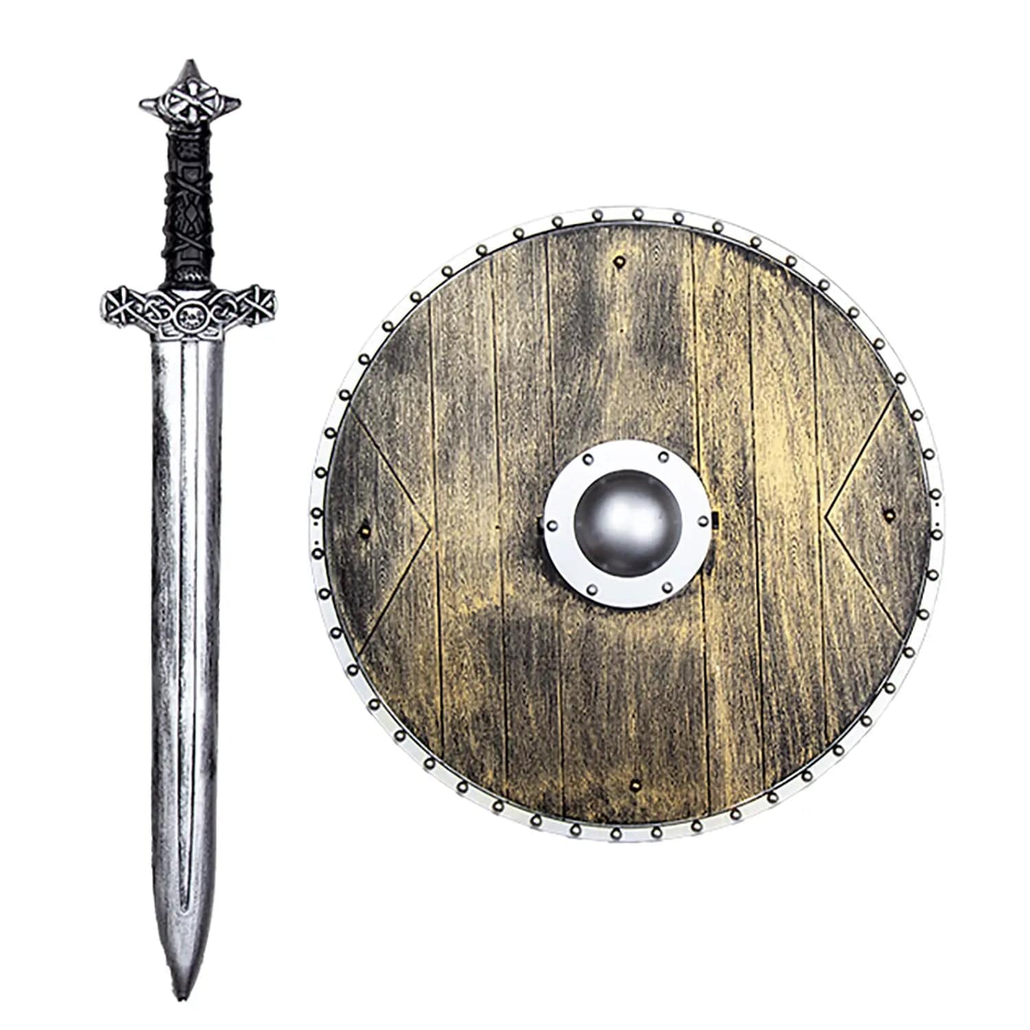 Buy Kids Viking Warrior Sword & Shield Play Set Wood Silver | XS Stock ...