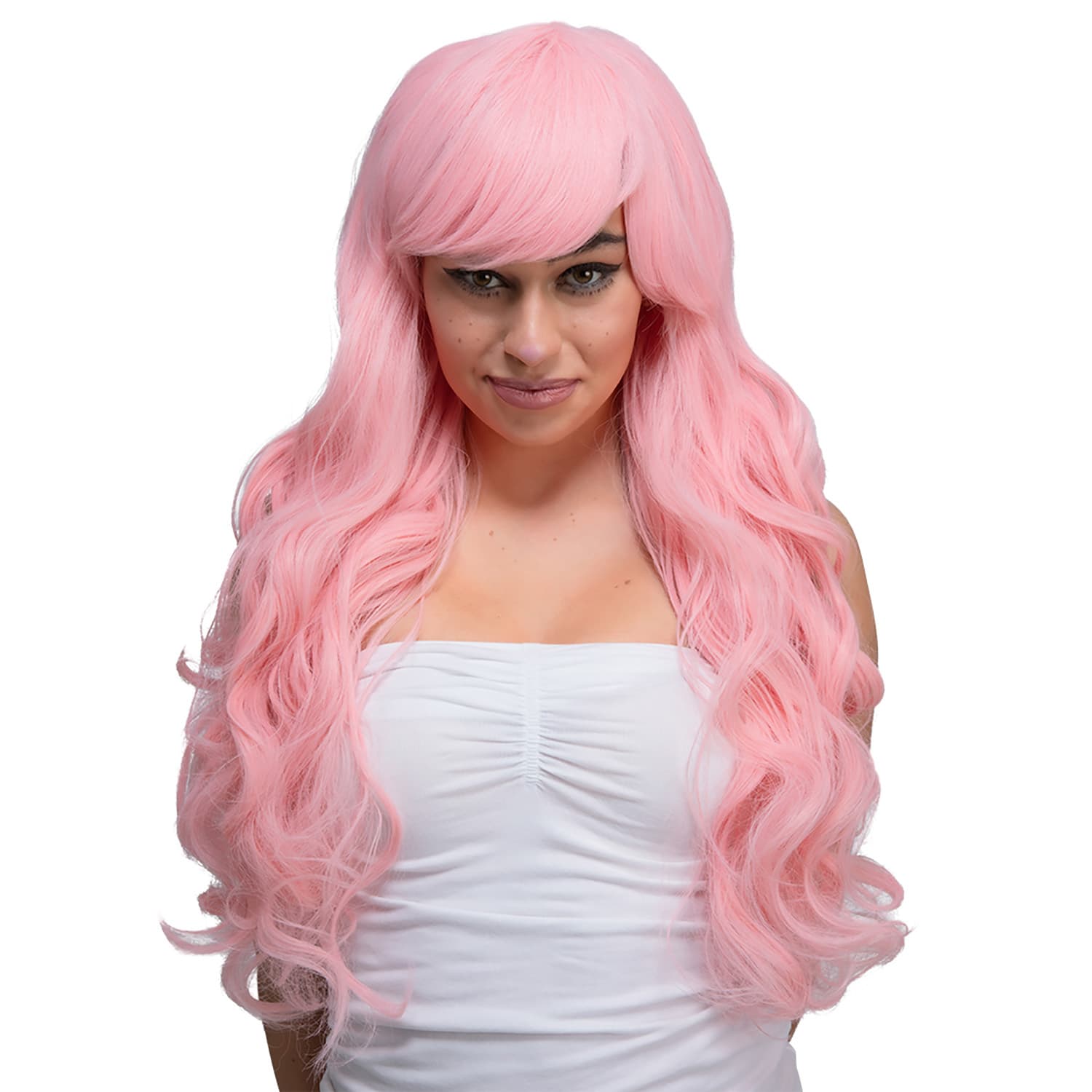Buy Long Pink Wavy Cosplay Wig Waist Length Hair Pony | XS Stock – XS ...