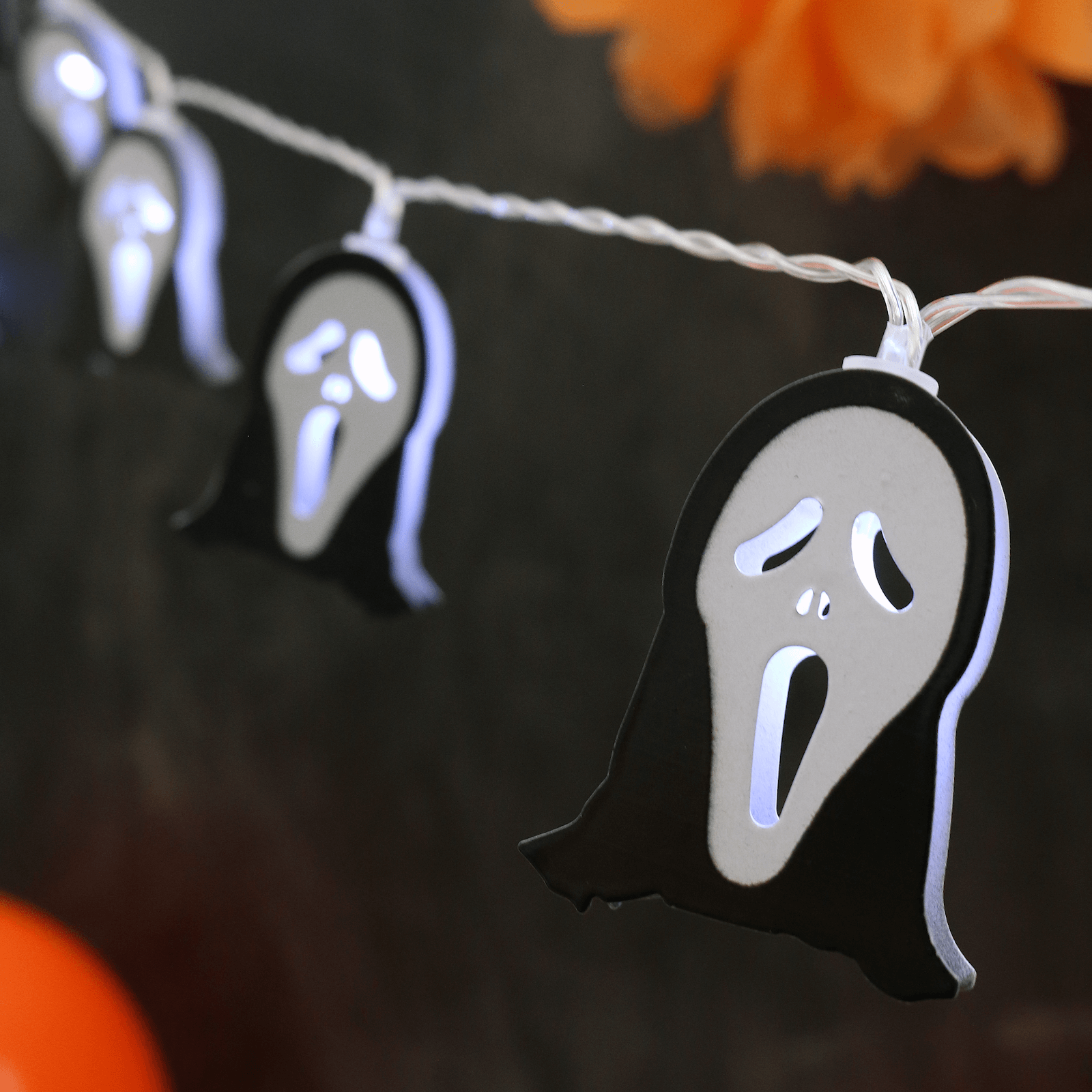 Buy 10 Ghost Face LED String Lights Halloween Decorations | XS Stock ...