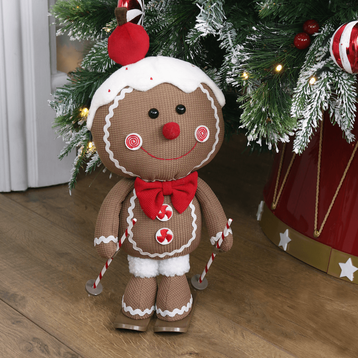 Buy Skiing Gingerbread Man Christmas Fabric Figure 38cm | XS Stock – XS ...