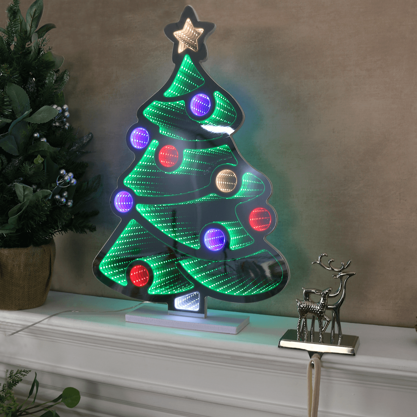 Buy Christmas Tree Two Sided LED Infinity Mirror Light 60cm | XS Stock ...