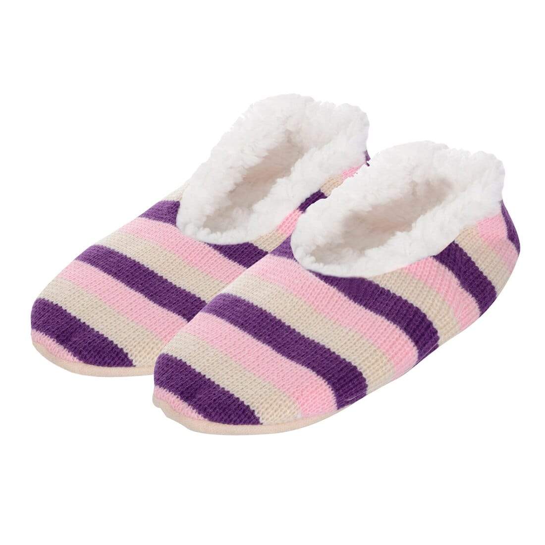 Womens Stripe Knit Ballet Style Slippers With Sherpa Lining – XS-Stock ...
