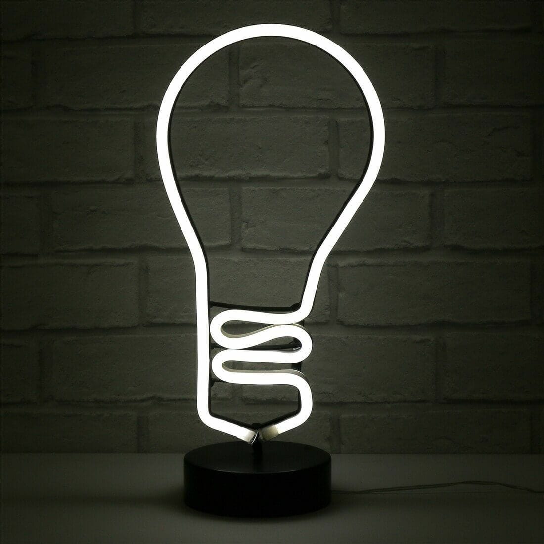 Lightbulb Neon White Table Lamp Bright LED Rope Light Feature – XS ...