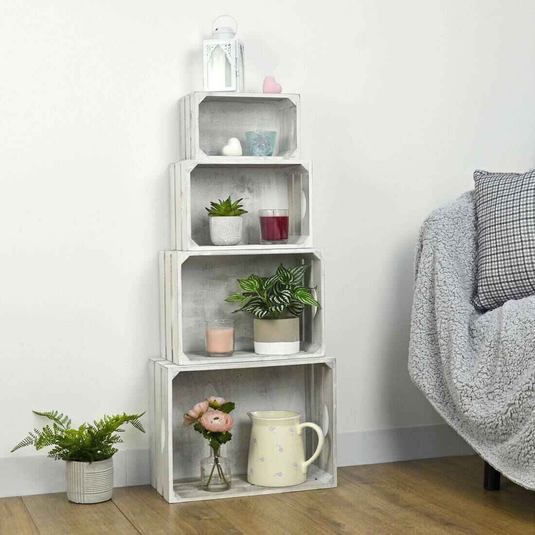 Set of 4 Nesting Wooden Storage Boxes for Decor, Crafts or Wedding ...