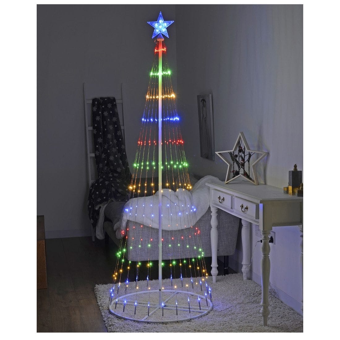 6ft LED Multicolour Light String Tree With Star Topper – XS-Stock.co.uk
