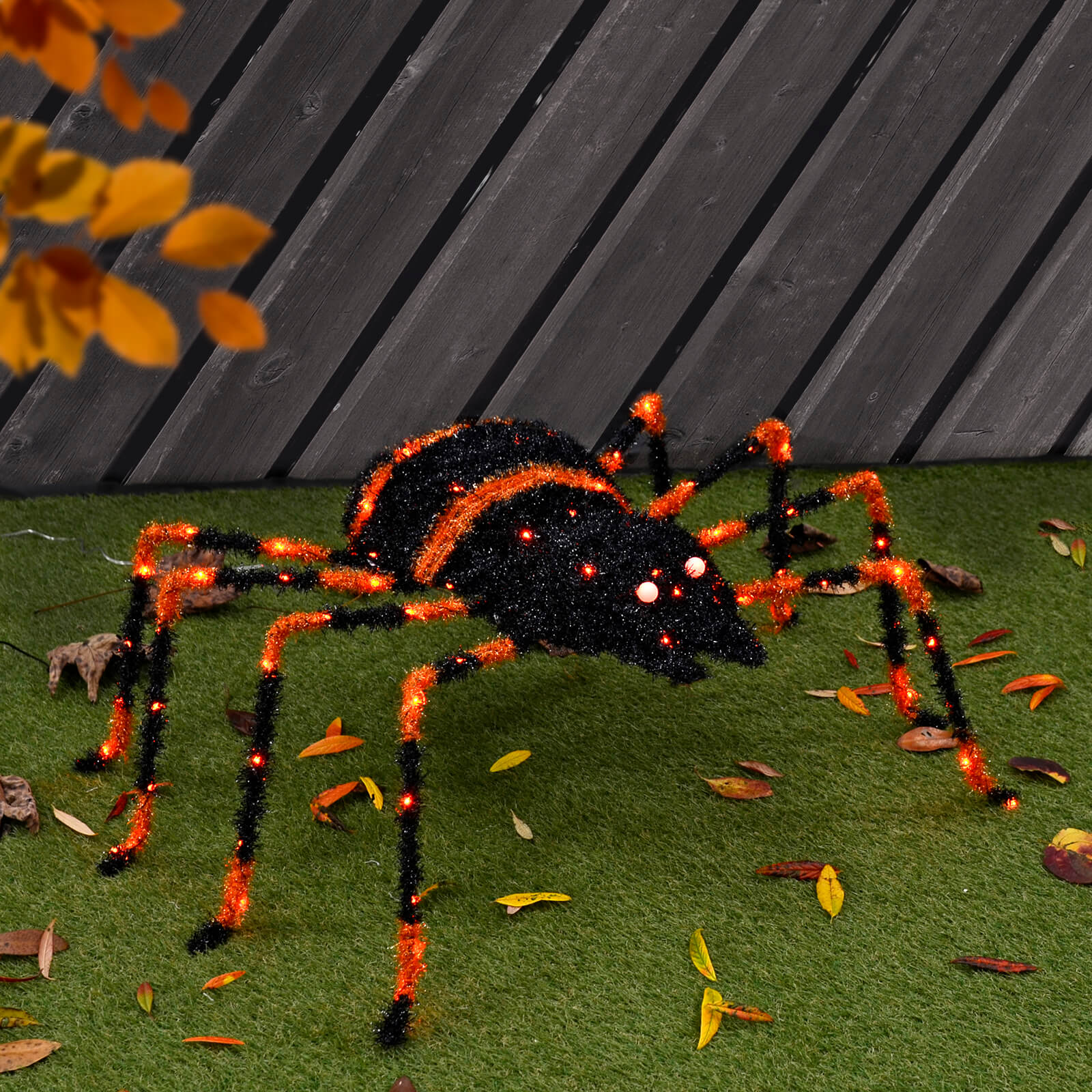 Buy Large Light Up Spider Decoration Black Tinsel 90cm | XS Stock – XS ...